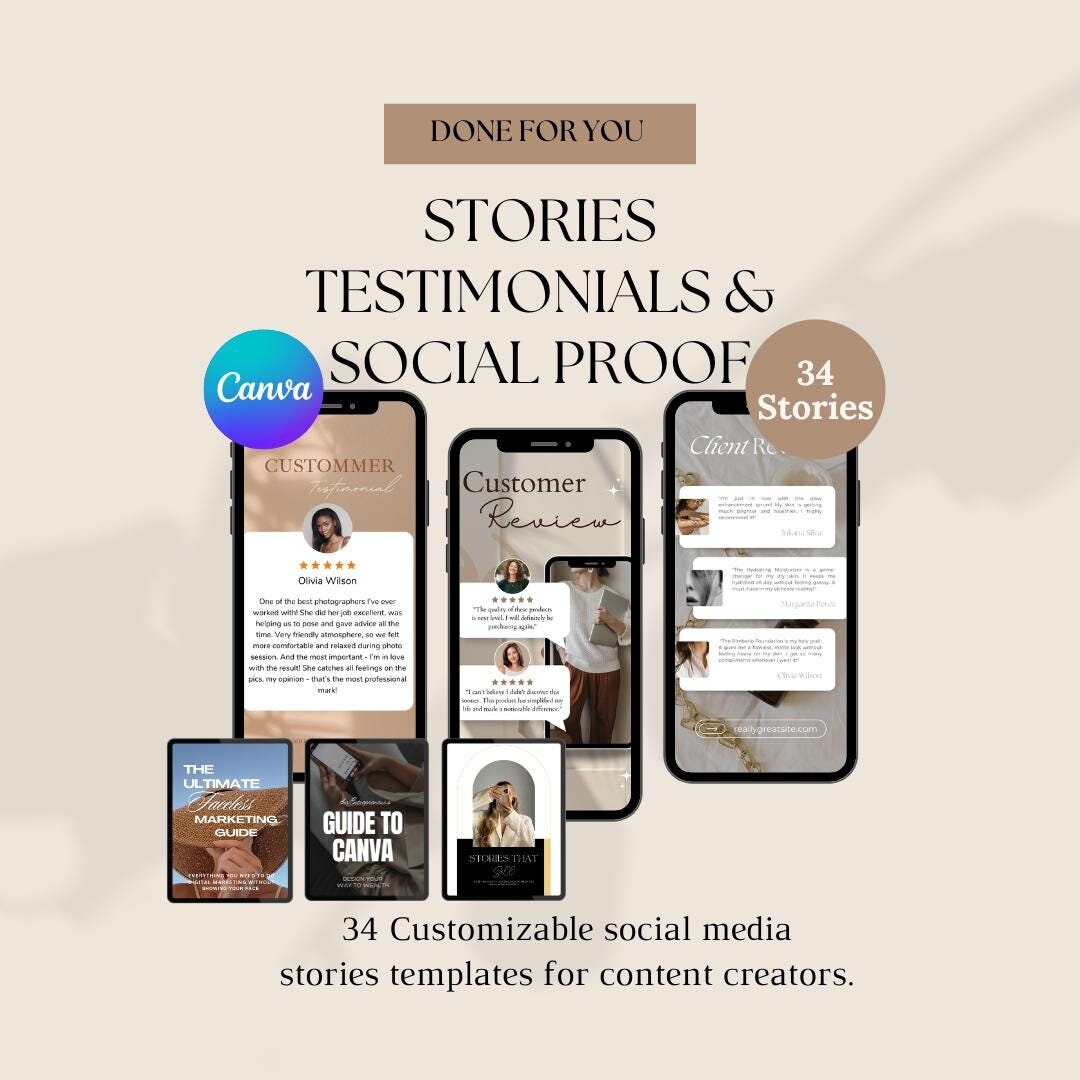 Testimonial Stories, Proof Story Templates, Instagram Story, Client ...