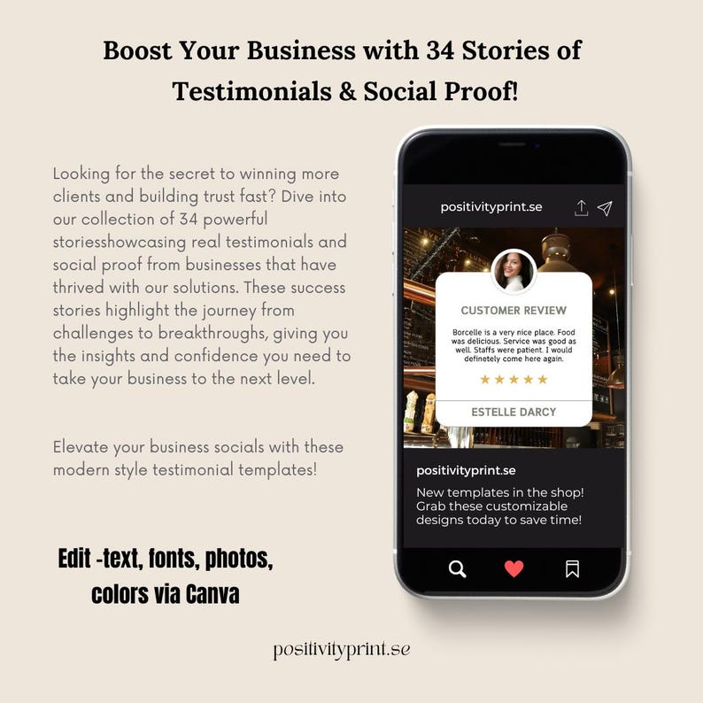 Testimonial Stories, Proof Story Templates, Instagram Story, Client ...