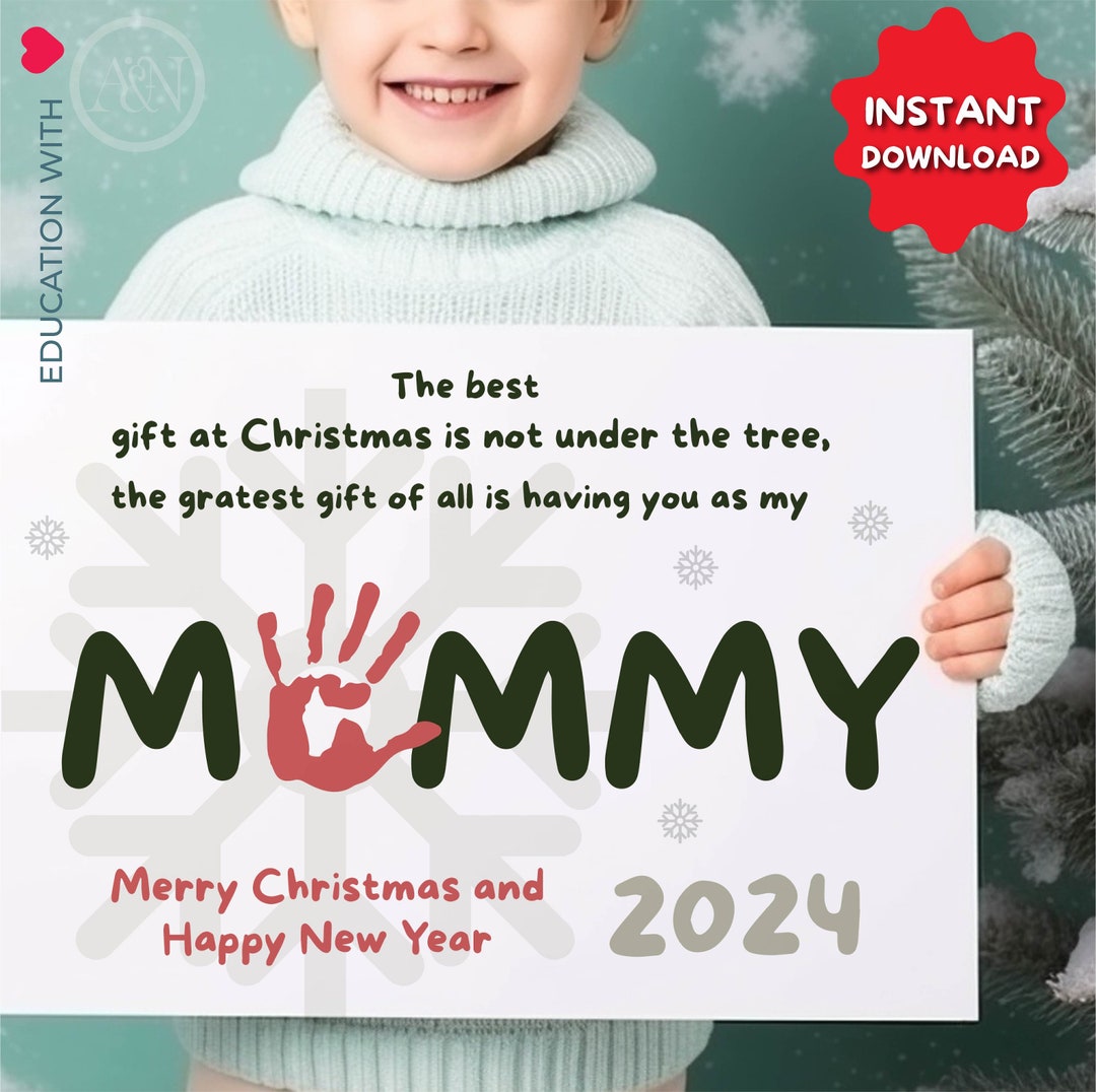 Mommy Holiday Handprint Craft, Printable DIY Christmas Art, Handprint ...