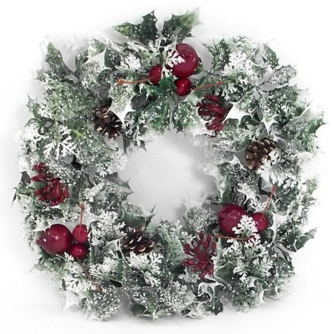 Large Artificial Christmas Winter Wreath With Variegated Holly, Fruit ...