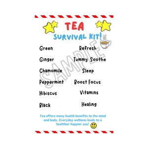 Tea Survival Kit Gift Tag: Summer Tea Lover Printable (digital Download ...