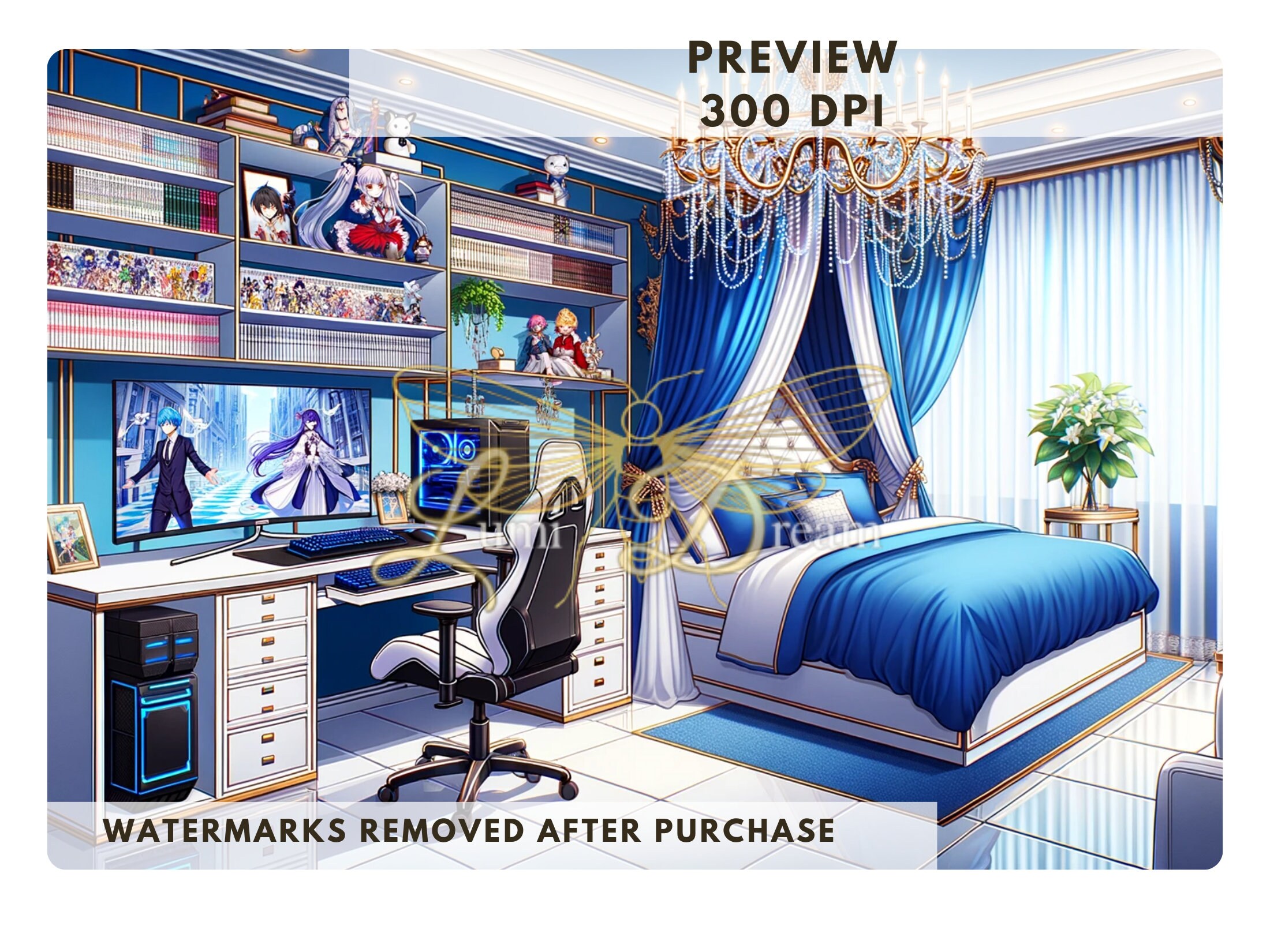 Anime Modern Bedroom, Vtuber, Twitch, Zoom, Teams Virtual Background ...