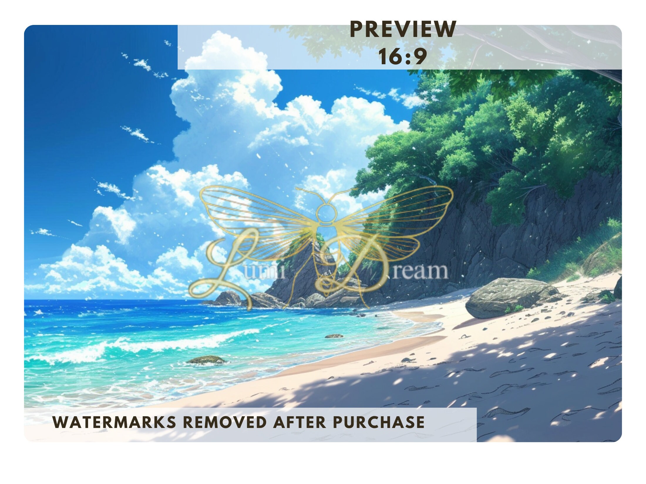 Anime Beach Landscape, Island, Vtuber Background, Twitch, Zoom, Teams ...
