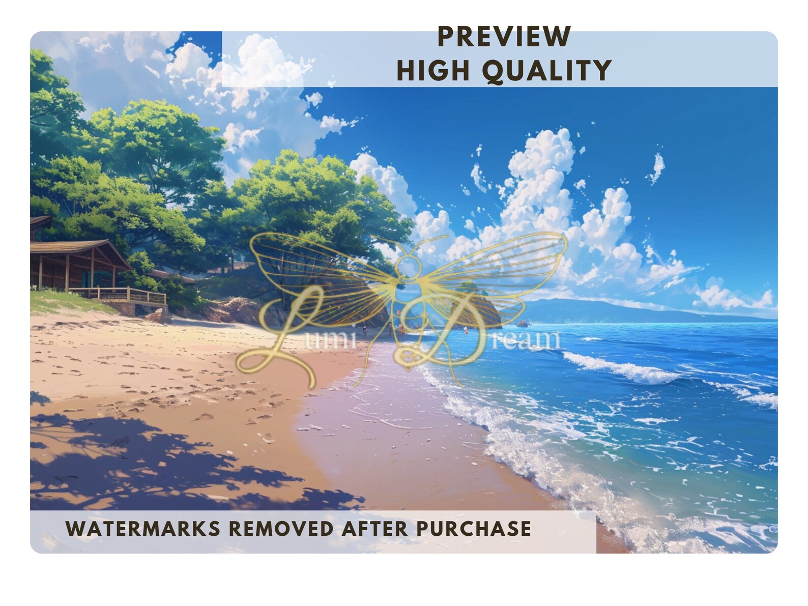 Anime Beach Landscape, Island, Vtuber Background, Twitch, Zoom, Teams ...