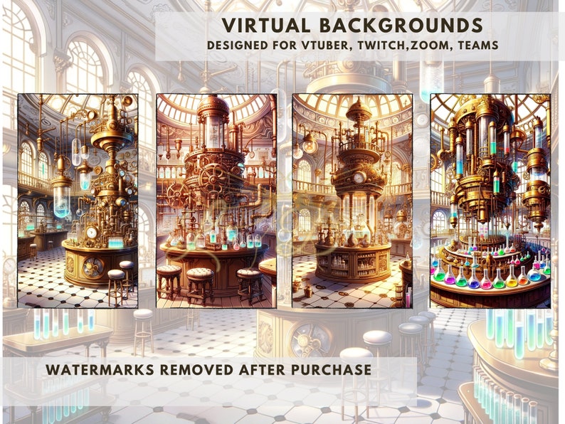 Anime Steampunk Lab, Alchemy, Science, Twitch Banner, Vtuber Background ...