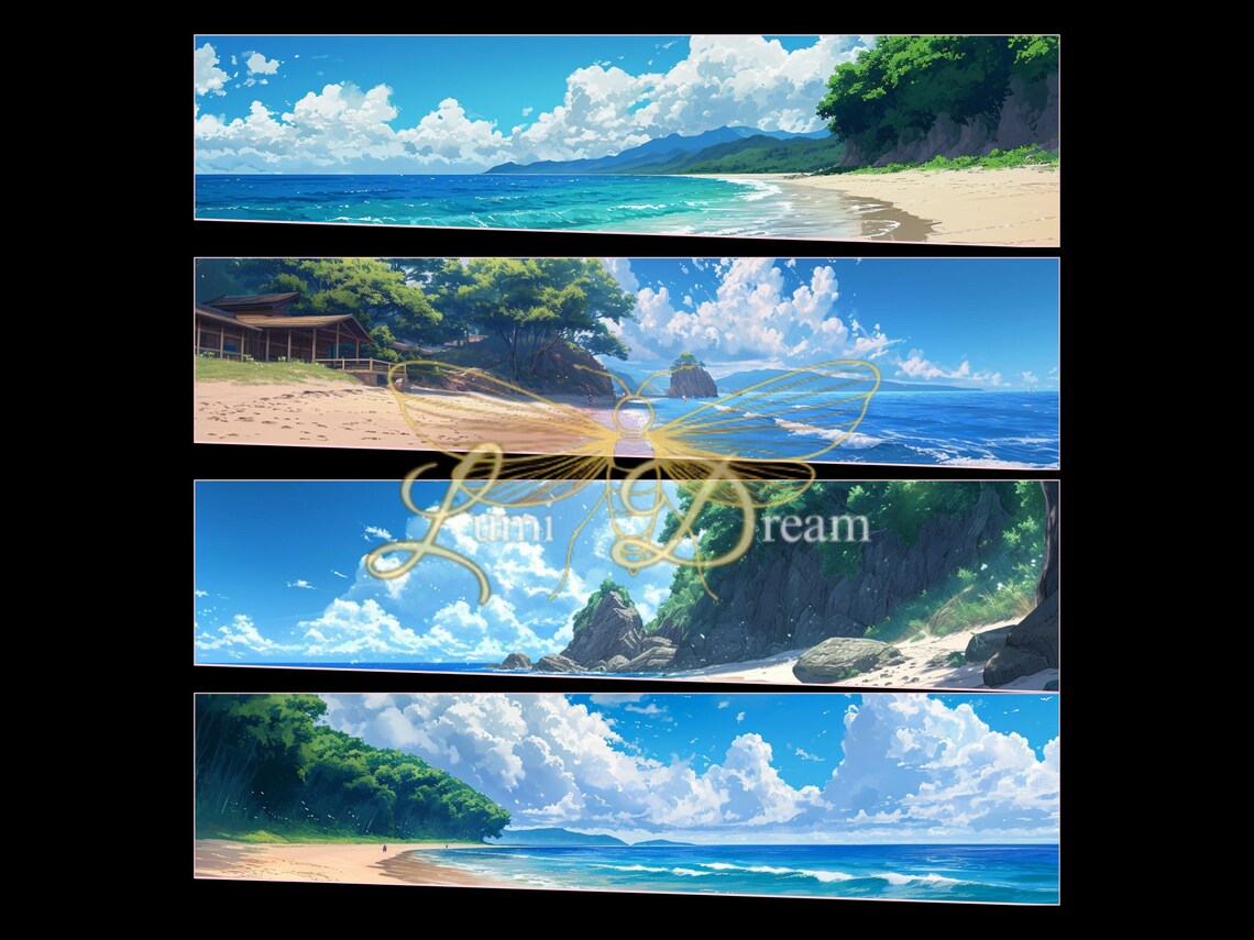 Anime Beach Landscape, Island, Vtuber Background, Twitch, Zoom, Teams ...