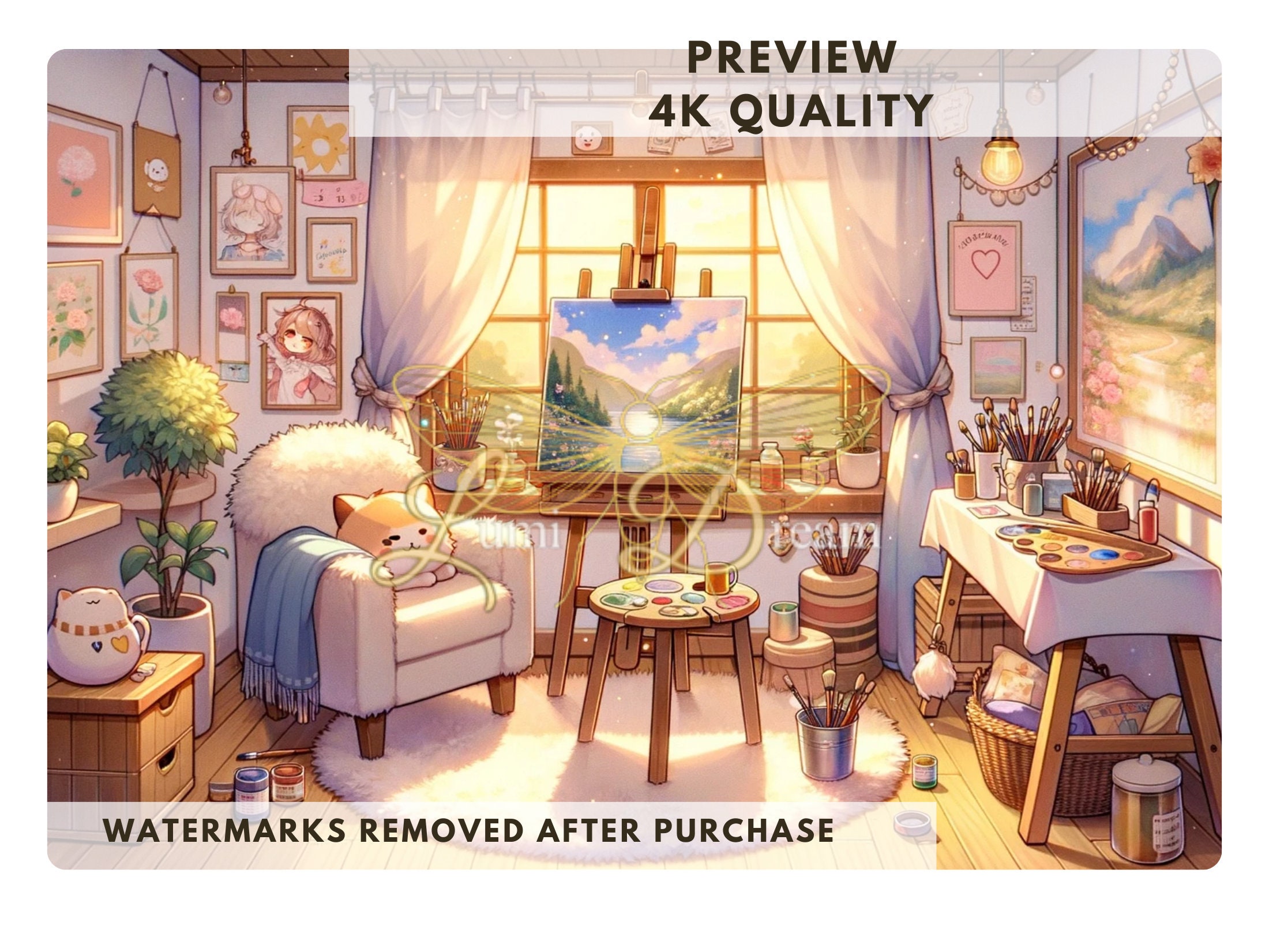 Painter's Studio, Anime, Vtuber Background Scene for Twitch, Zoom ...