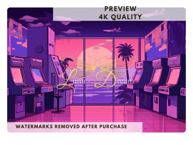Lofi 90s Arcade, Vtuber Background Scene, Twitch Virtual Background ...