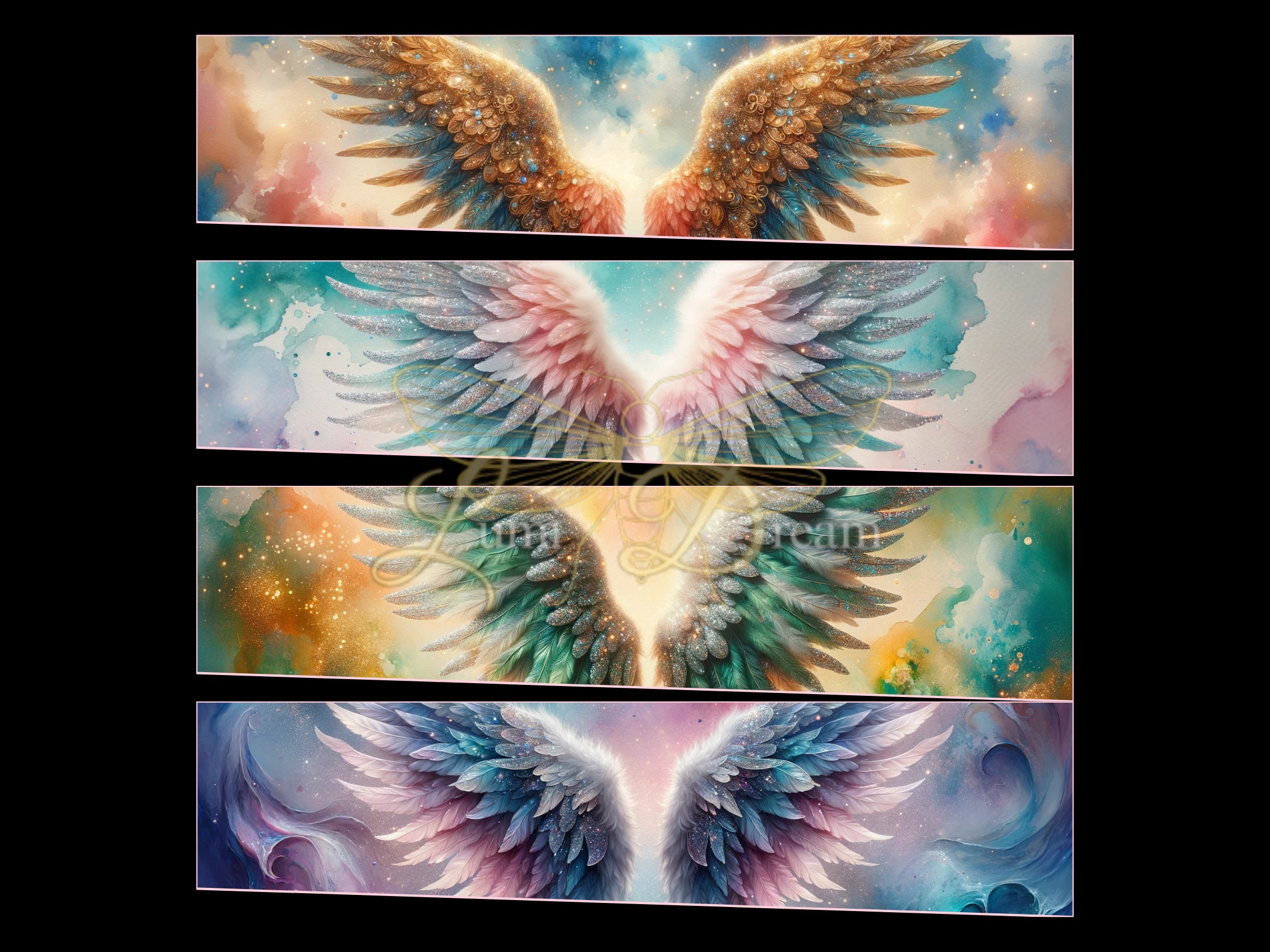 Glitter Dreamy Angel Wings, Digital Desktop Wallpaper Vtuber ...