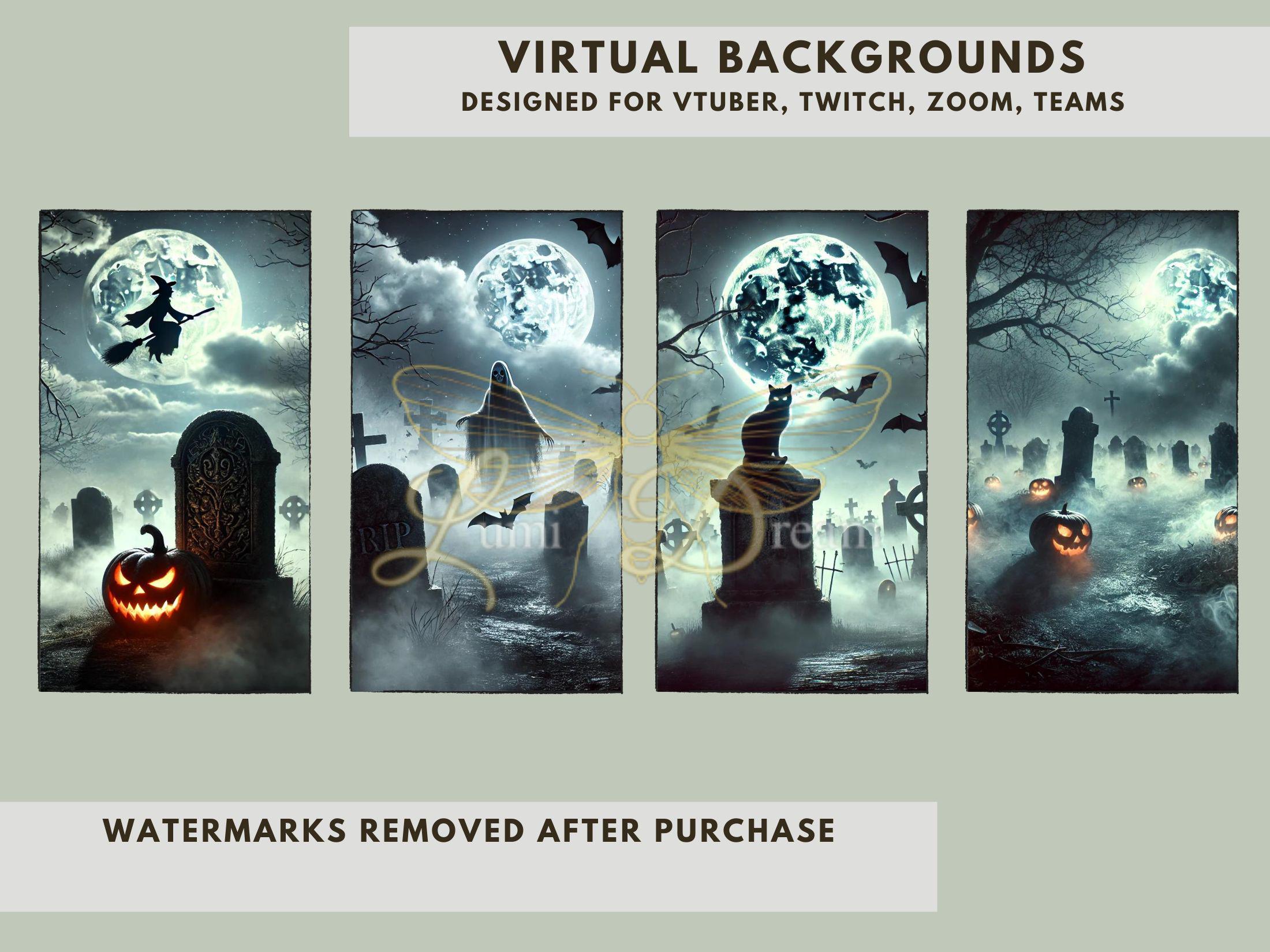 Spooky Halloween Graveyard, Vtuber Virtual Background Twitch, Zoom ...