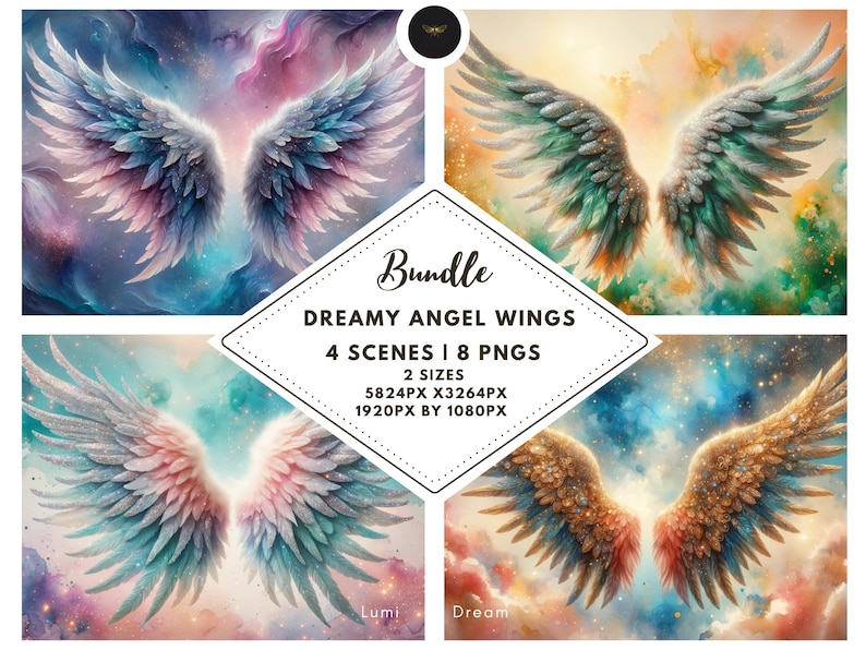 Glitter Dreamy Angel Wings, Digital Desktop Wallpaper Vtuber ...
