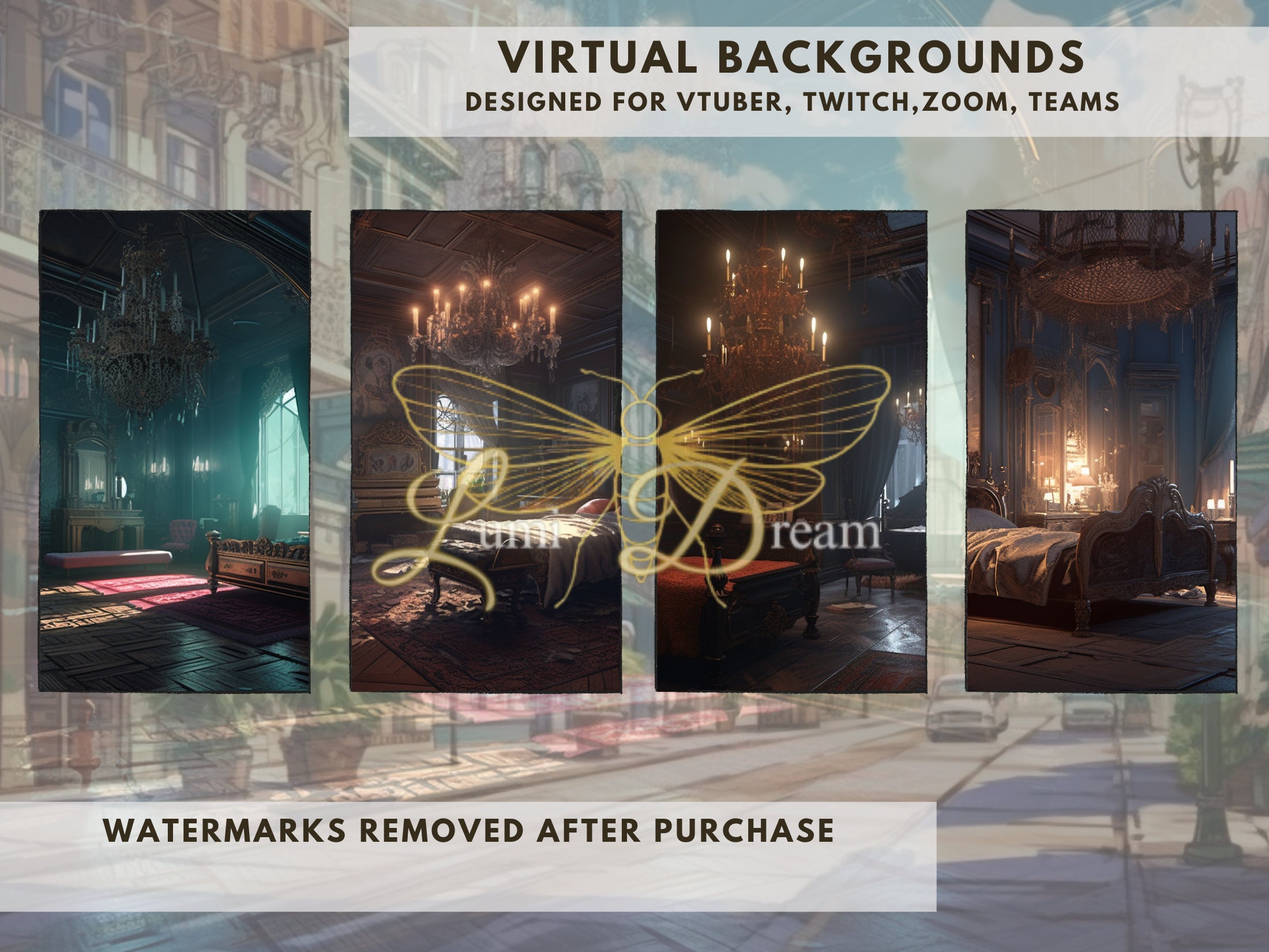 Gothic Bedroom at Twilight, Vtuber Virtual Background for Zoom, Teams ...