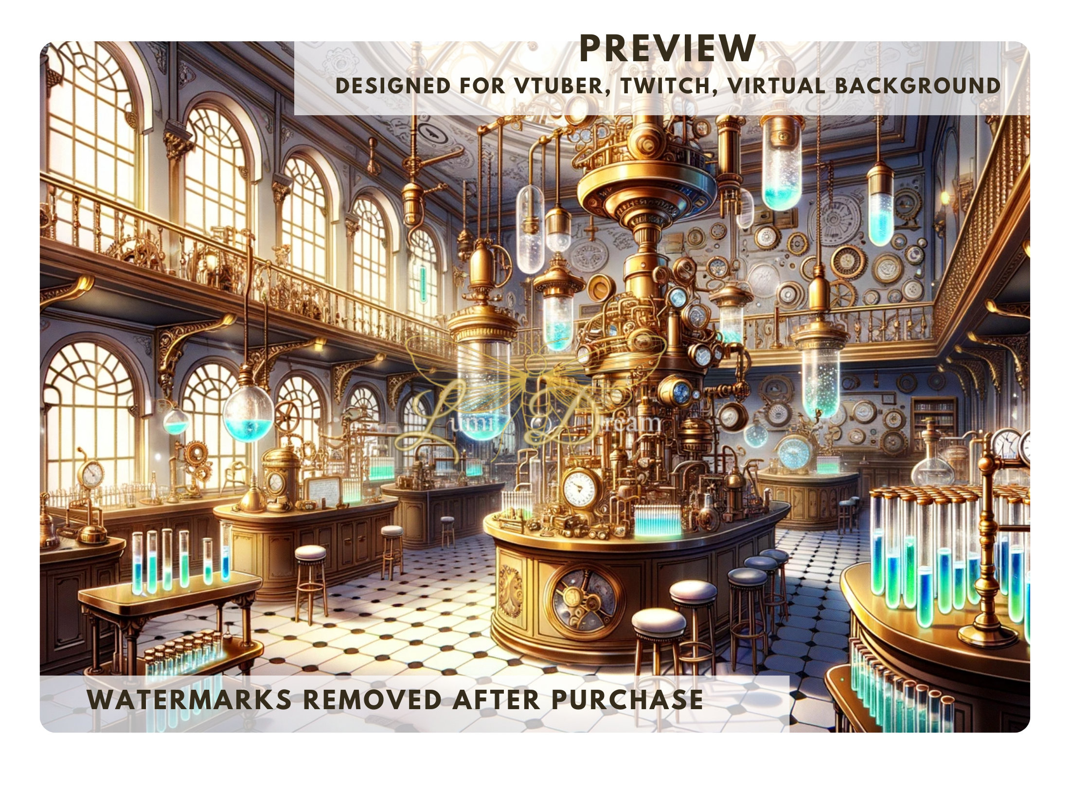 Anime Steampunk Lab, Alchemy, Science, Twitch Banner, Vtuber Background ...