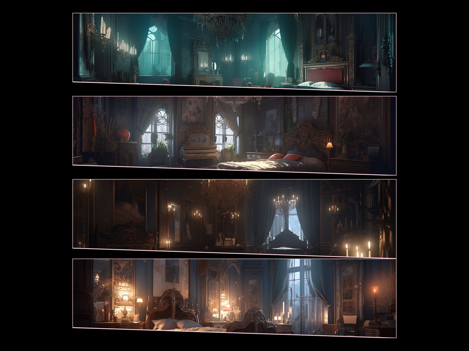 Gothic Bedroom at Twilight, Vtuber Virtual Background for Zoom, Teams ...