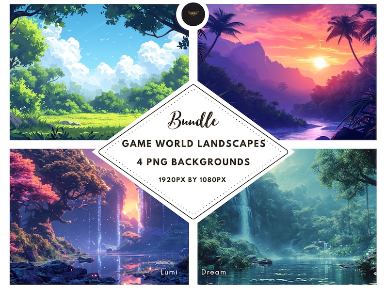 Game World, Waterfall, Vtuber Background, Twitch, Zoom, Teams, Banner ...