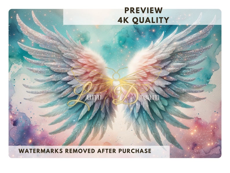 Glitter Dreamy Angel Wings, Digital Desktop Wallpaper Vtuber ...