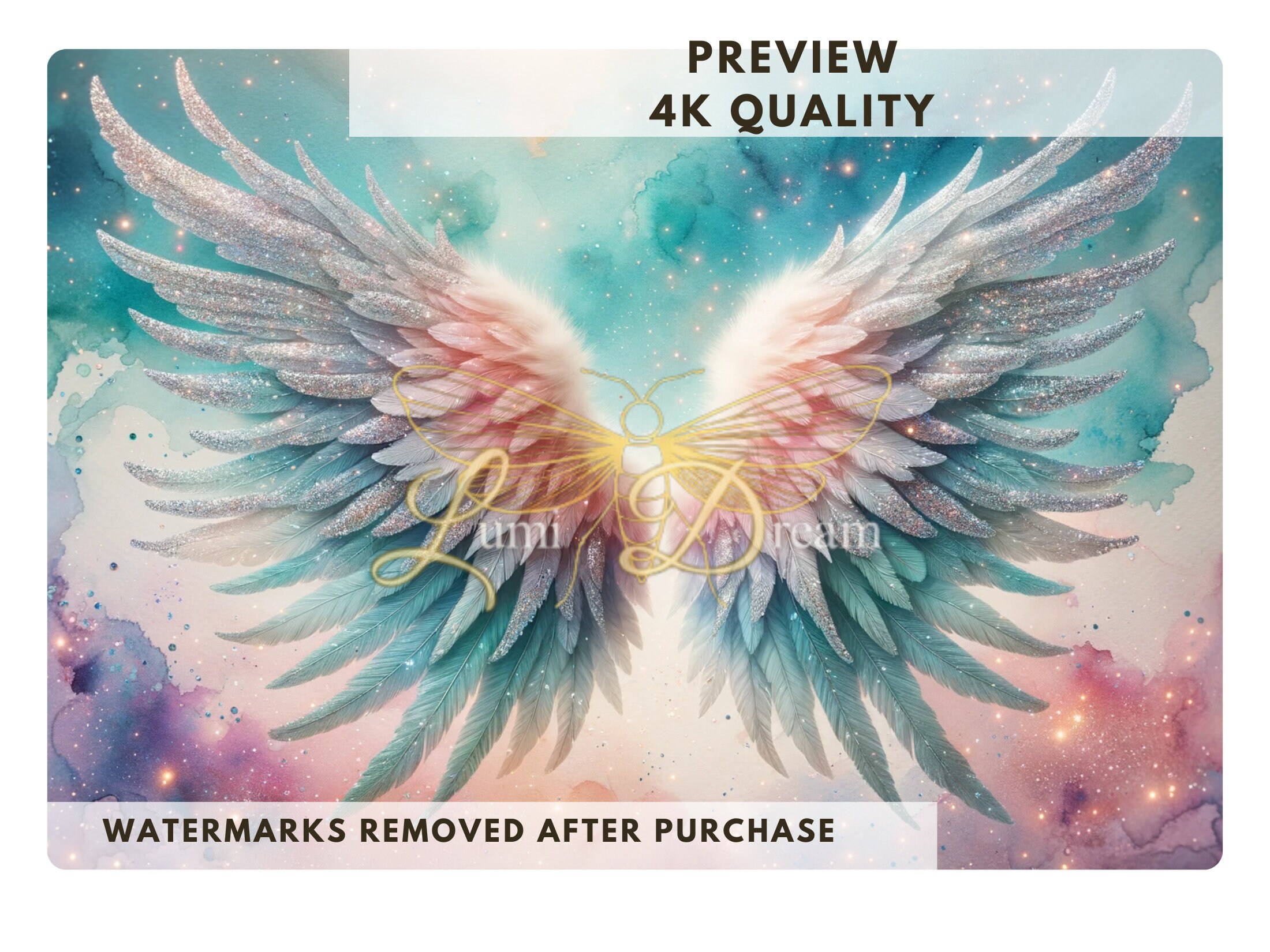 Glitter Dreamy Angel Wings, Digital Desktop Wallpaper Vtuber ...