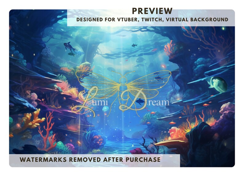 Aquatic Caves, Vtuber Virtual Background for Zoom, Teams, Twitch Banner ...