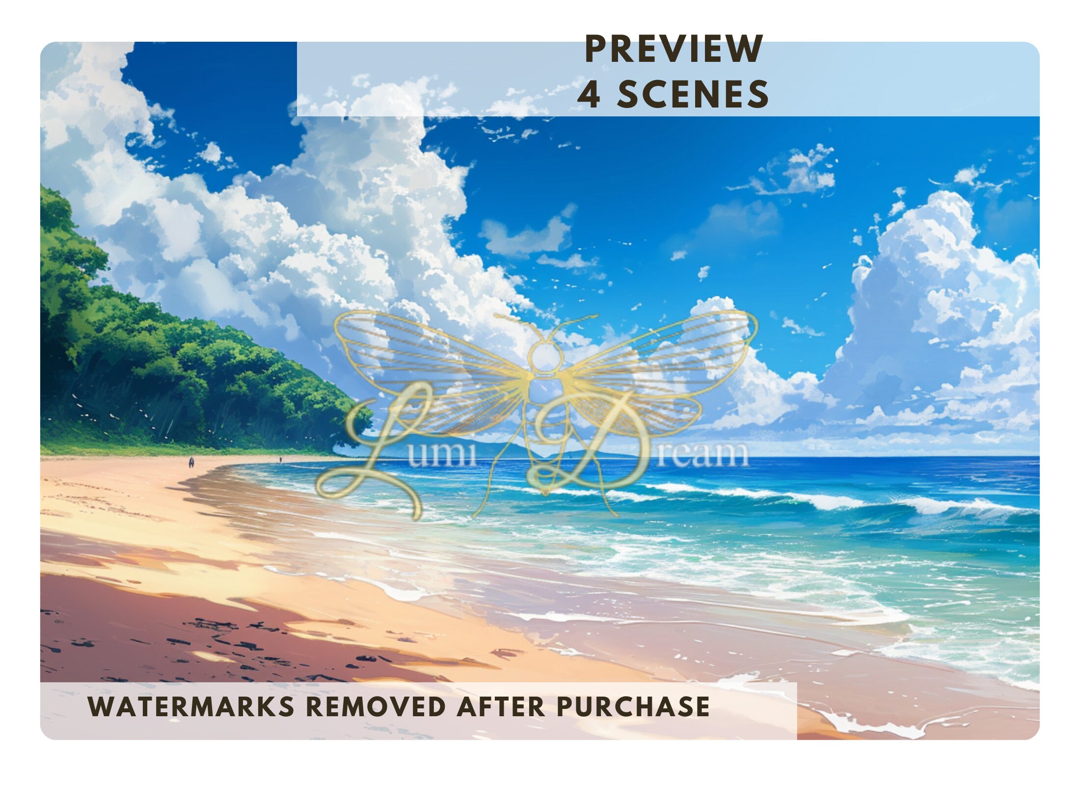 Anime Beach Landscape, Island, Vtuber Background, Twitch, Zoom, Teams ...