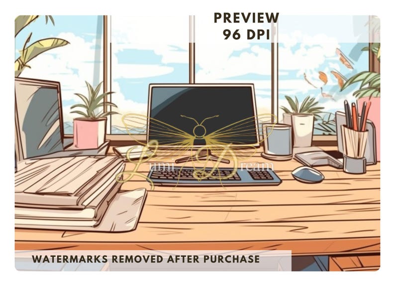 Desk With a View PNG, Vtuber Background, Teams, Zoom, Twitch Banner ...