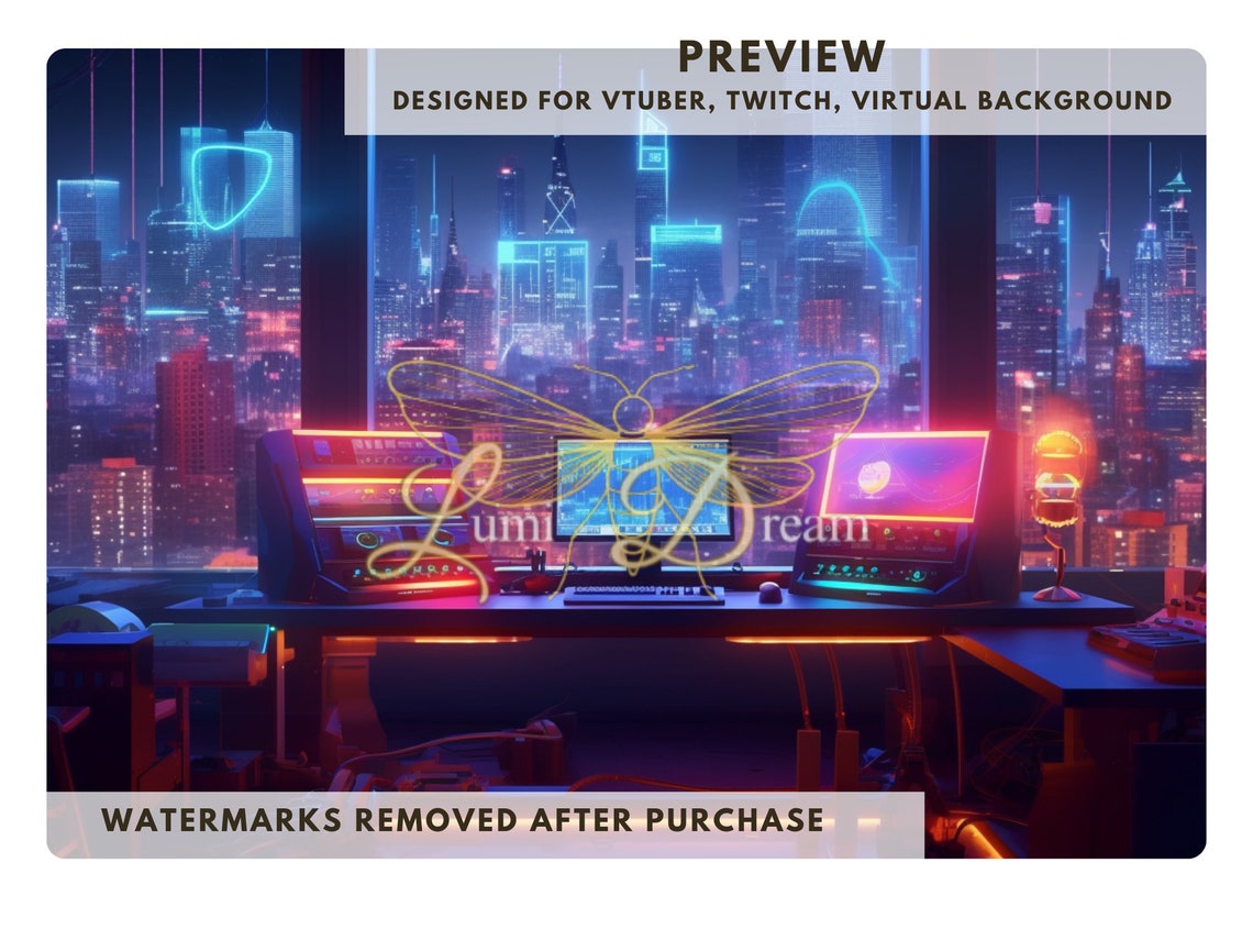 Cyberpunk DJ Booth, Vtuber Background, Twitch Virtual Background, Zoom, Twitch Banner, Stream ...