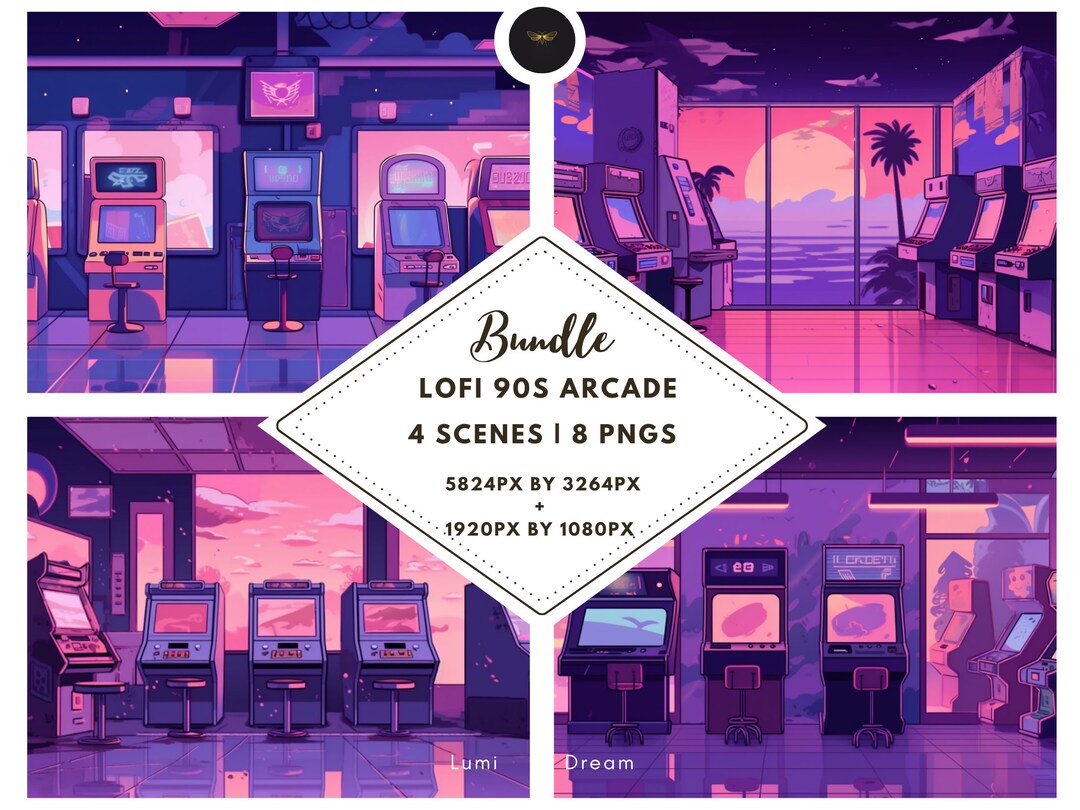 Lofi 90s Arcade, Vtuber Background Scene, Twitch Virtual Background ...