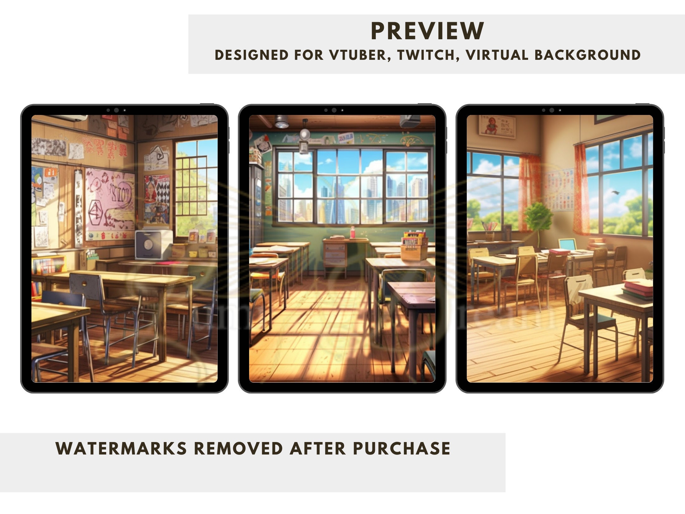 Anime Classroom, Vtuber Background Scene, Twitch Virtual Background ...