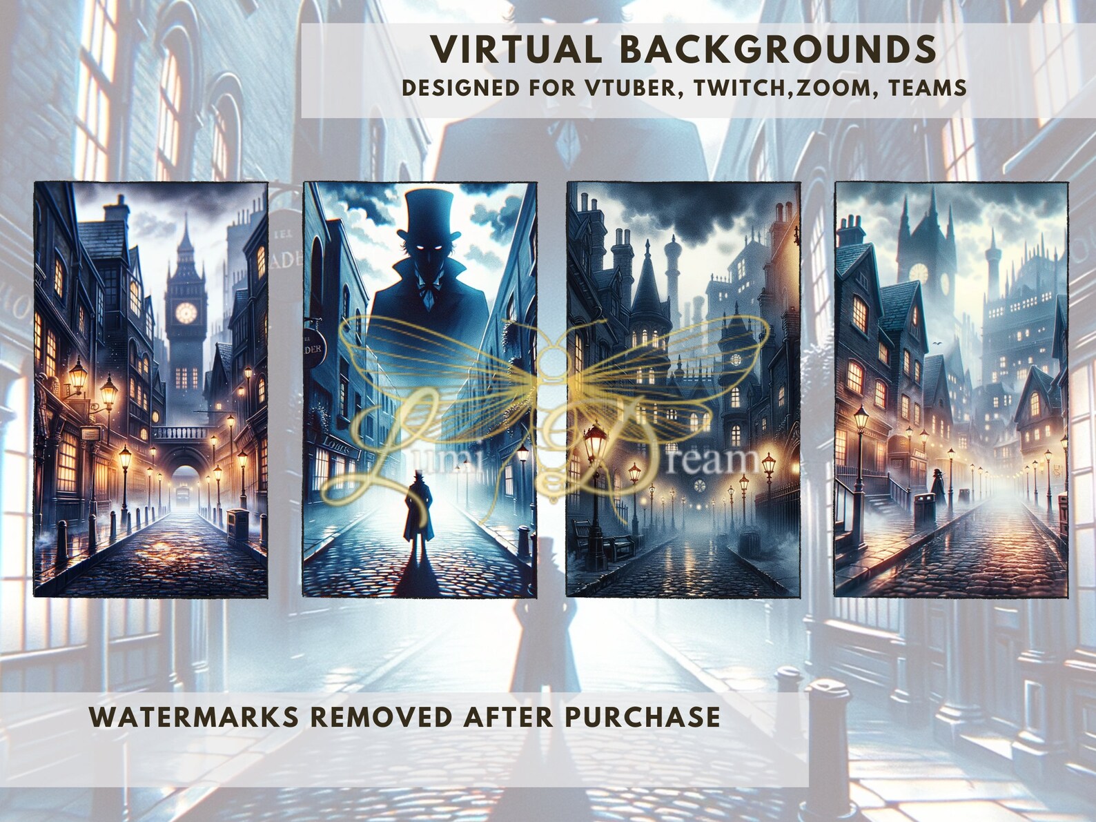 Gothic London Jack the Ripper Vtuber Virtual Background for - Etsy