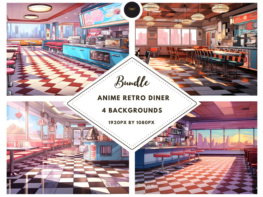 Anime Retro Diner Cafe, Vtuber Background, Teams, Zoom, Twitch, Twitch ...