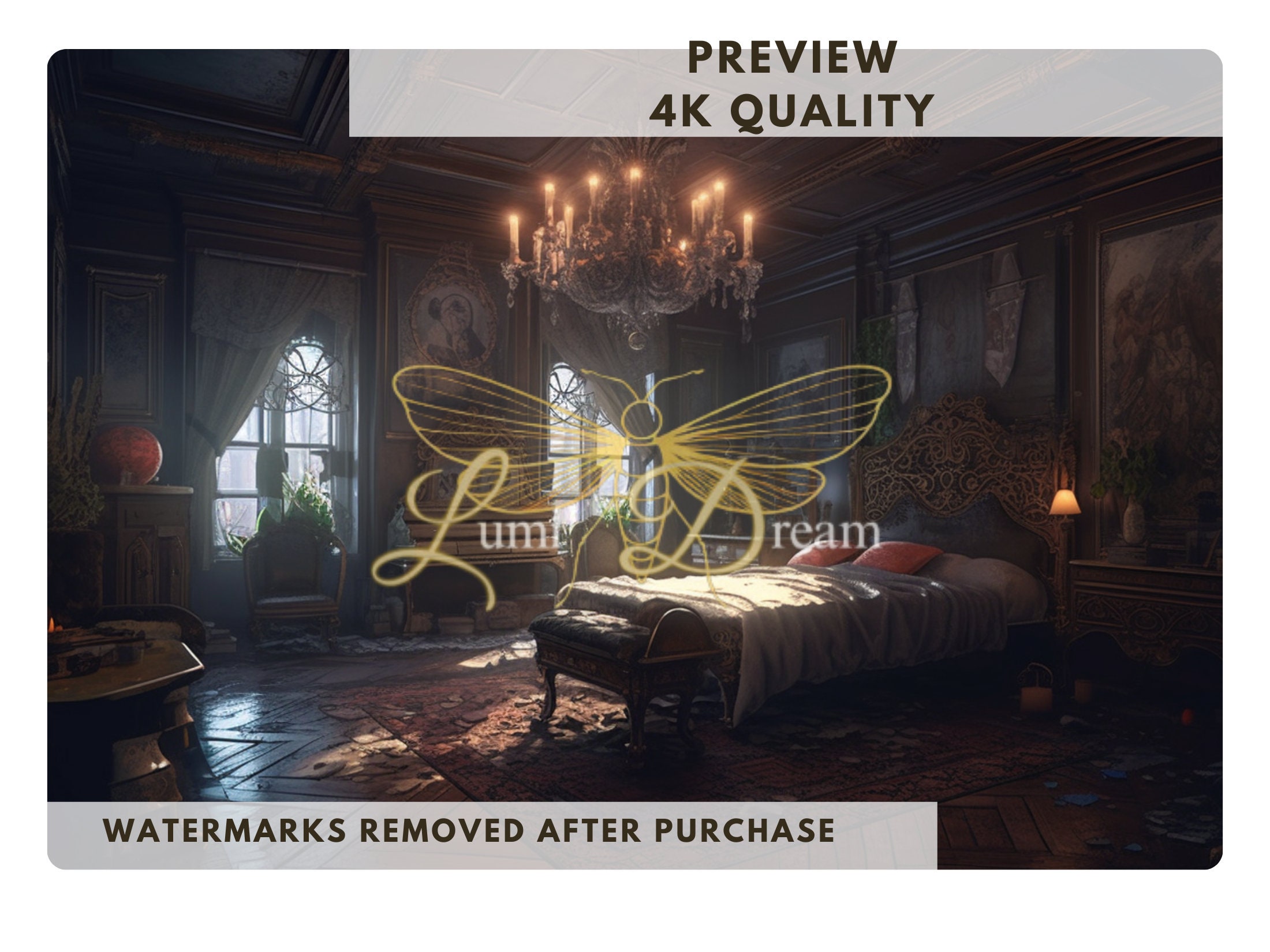 Gothic Bedroom at Twilight, Vtuber Virtual Background for Zoom, Teams ...