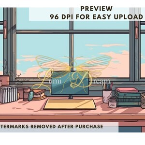 Desk With a View PNG, Vtuber Background, Teams, Zoom, Twitch Banner ...