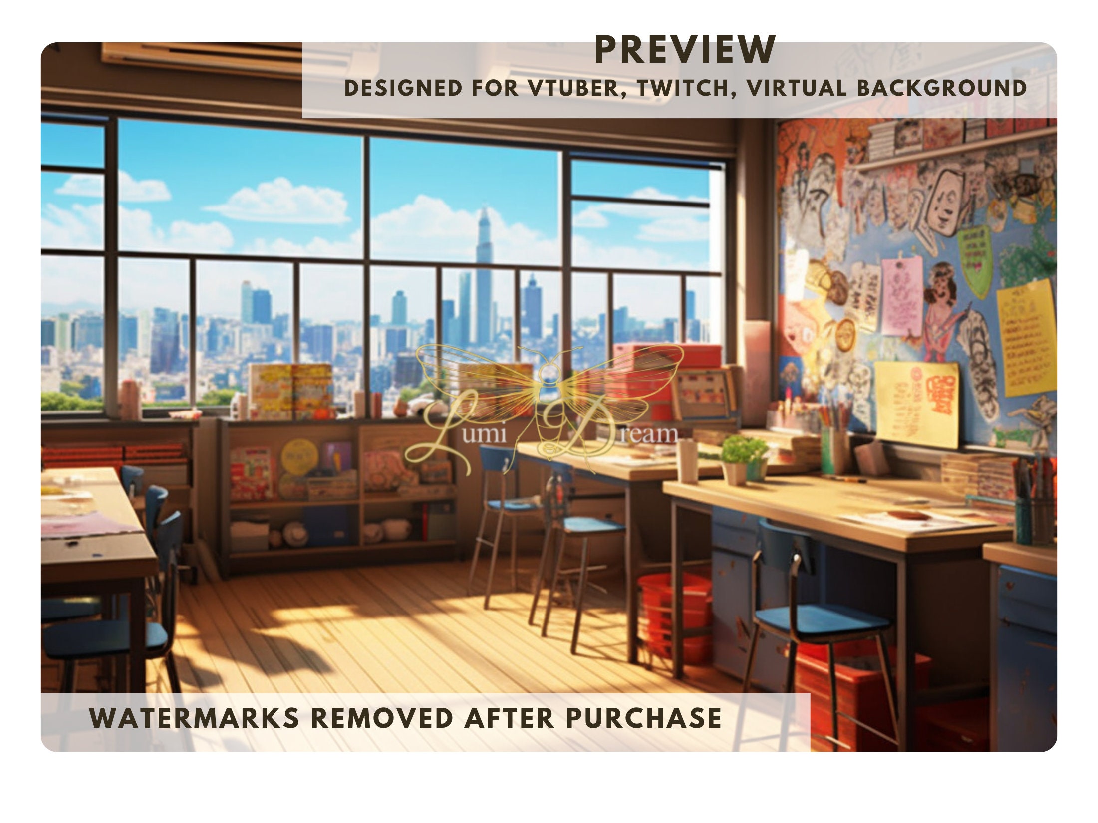 Anime Classroom, Vtuber Background Scene, Twitch Virtual Background ...