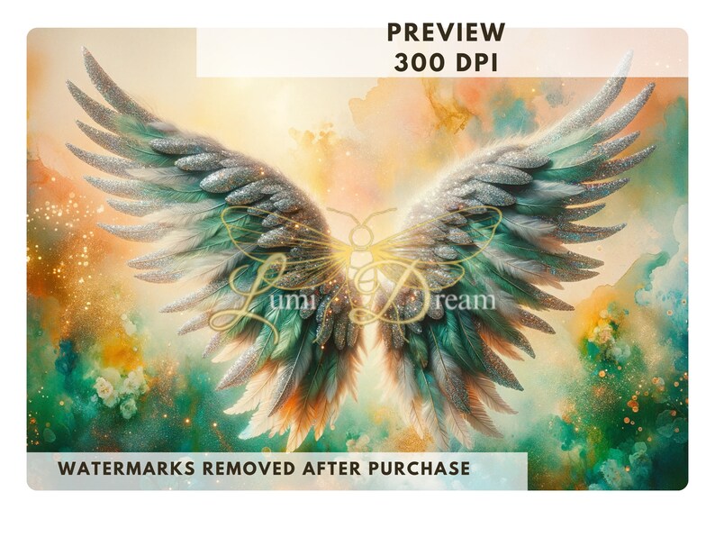 Glitter Dreamy Angel Wings, Digital Desktop Wallpaper Vtuber ...