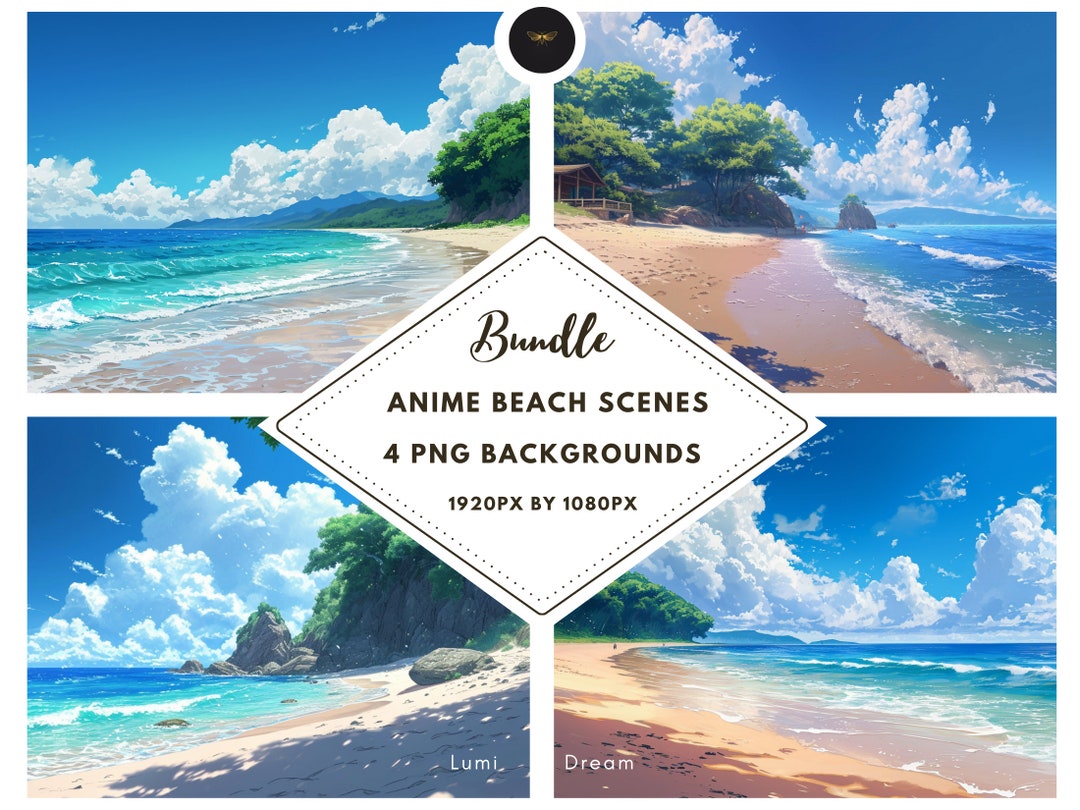 Anime Beach Landscape, Island, Vtuber Background, Twitch, Zoom, Teams ...