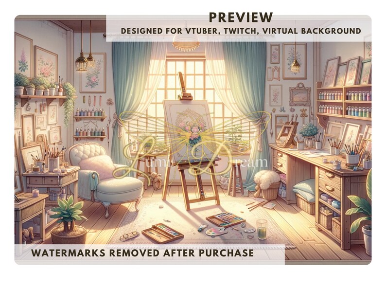 Painter's Studio, Anime, Vtuber Background Scene for Twitch, Zoom ...