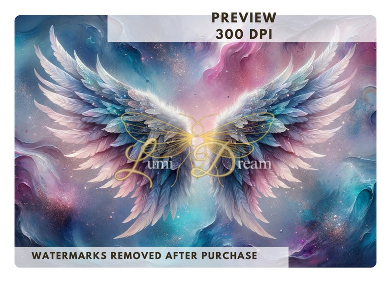 Glitter Dreamy Angel Wings, Digital Desktop Wallpaper Vtuber ...