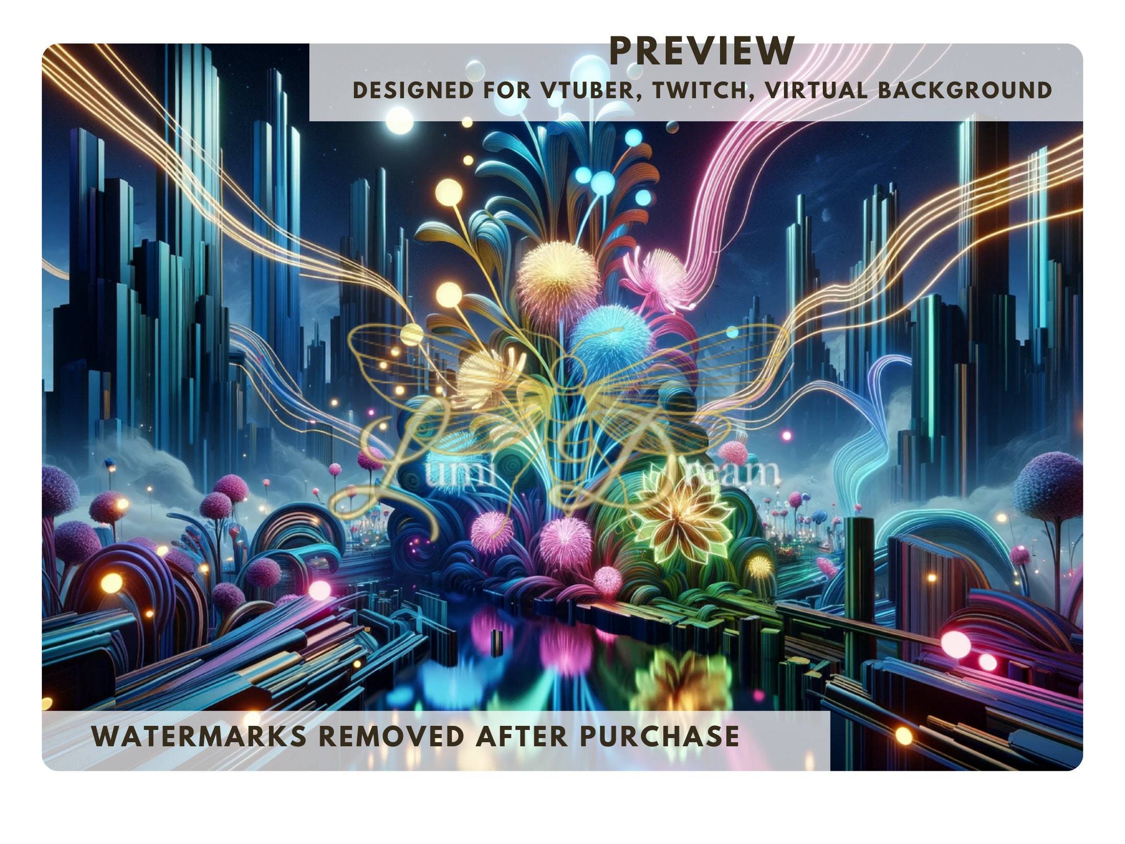 Surreal Abstract Art Print Vtuber Background, Twitch Virtual Background ...