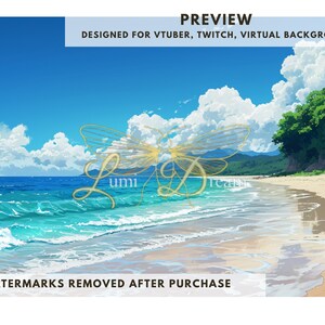 Anime Beach Landscape, Island, Vtuber Background, Twitch, Zoom, Teams ...
