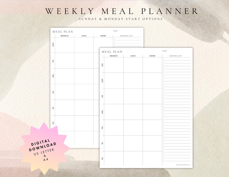 Weekly Meal Planner, Family Menu Planner, Meal Plan, Food Planner ...