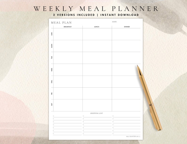 Weekly Meal Planner, Family Menu Planner, Meal Plan, Food Planner ...