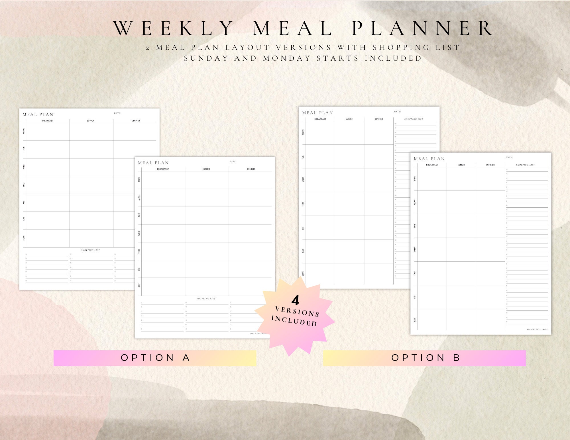Weekly Meal Planner, Family Menu Planner, Meal Plan, Food Planner ...
