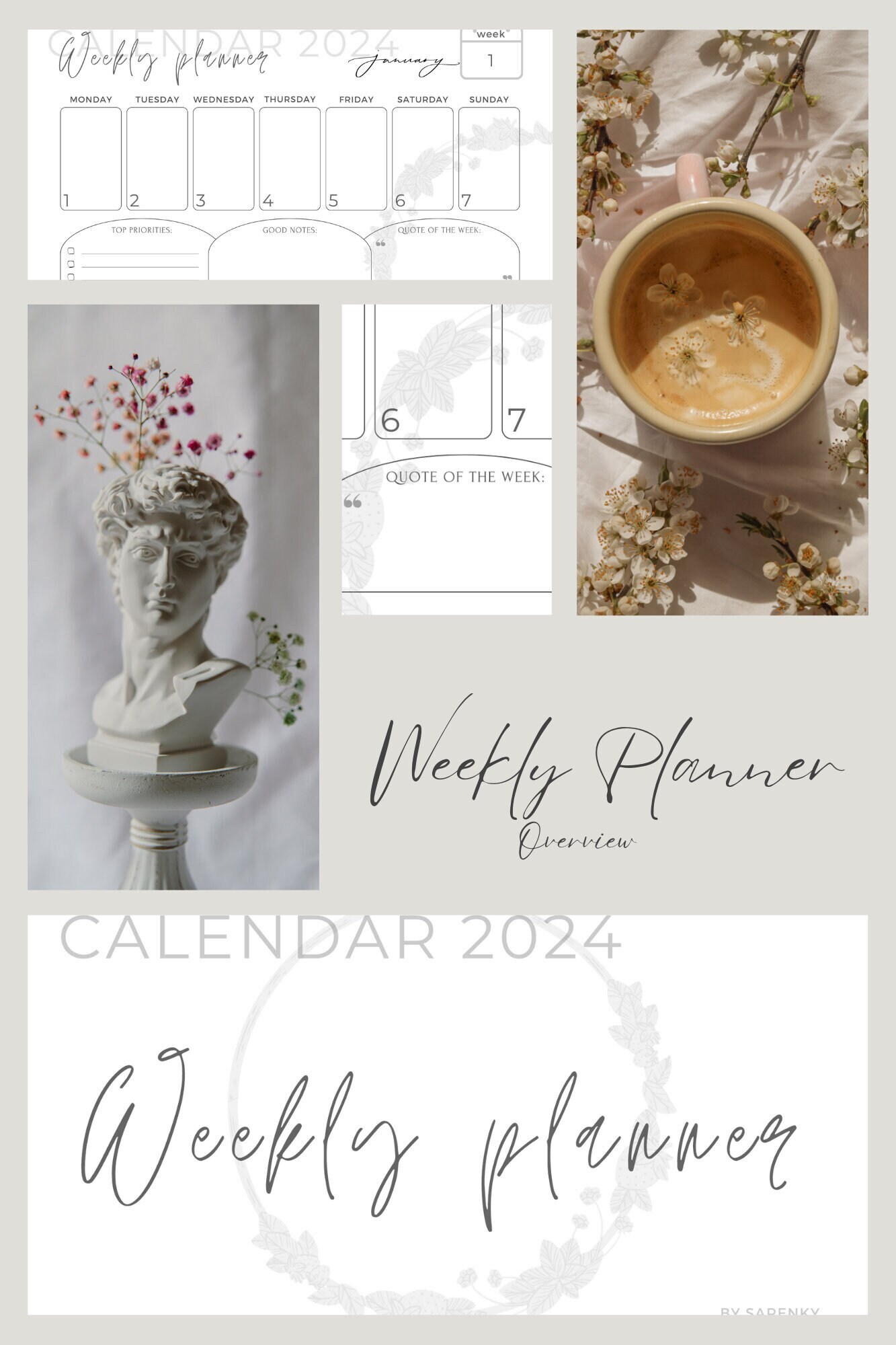 Printable Weekly Planner. Calendar 2024. - Etsy