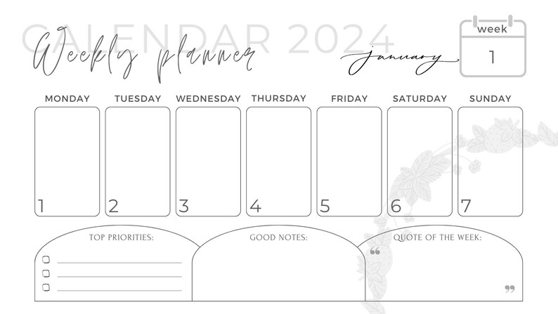 Printable Weekly Planner. Calendar 2024. - Etsy