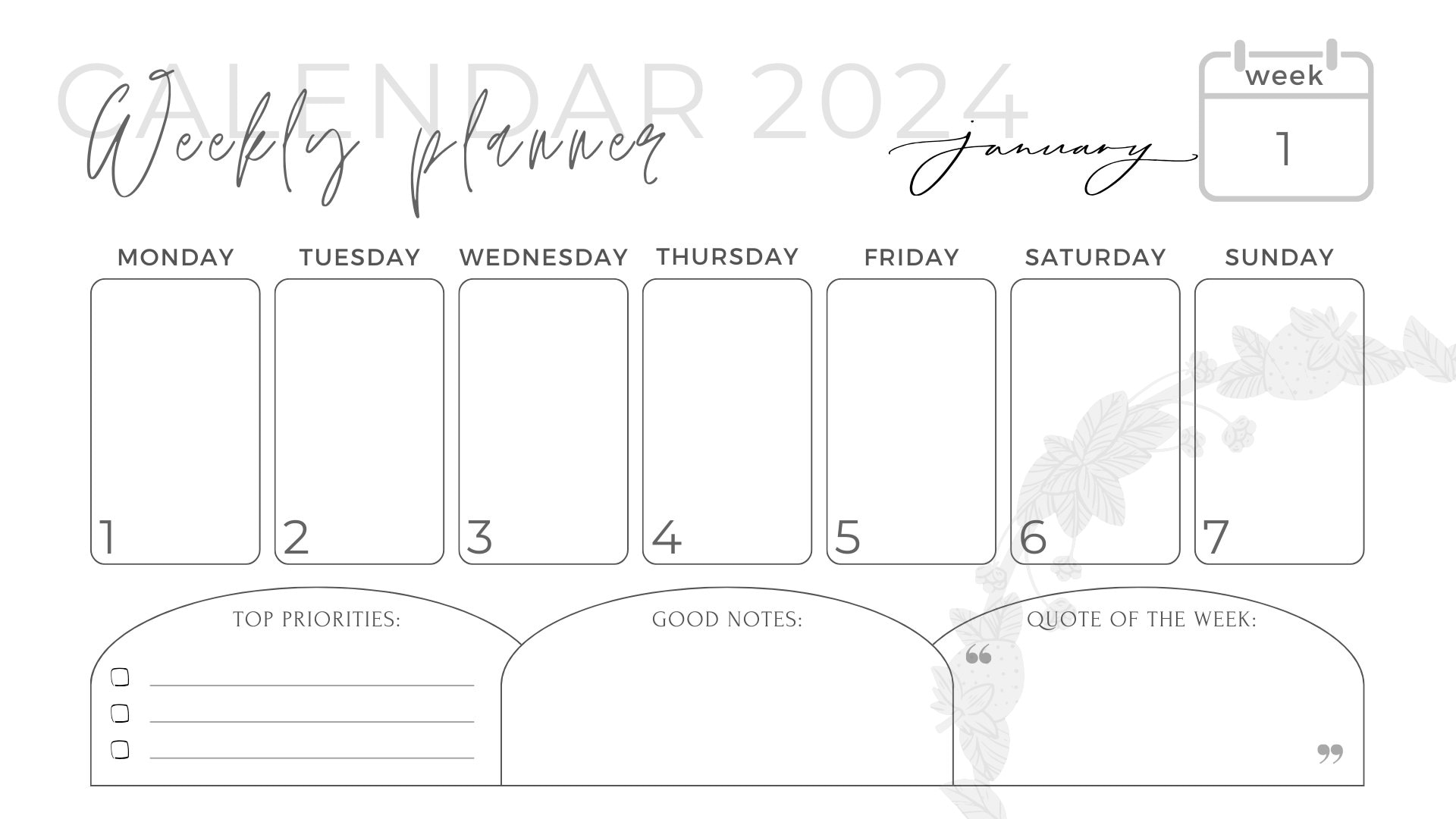 Printable Weekly Planner. Calendar 2024. - Etsy