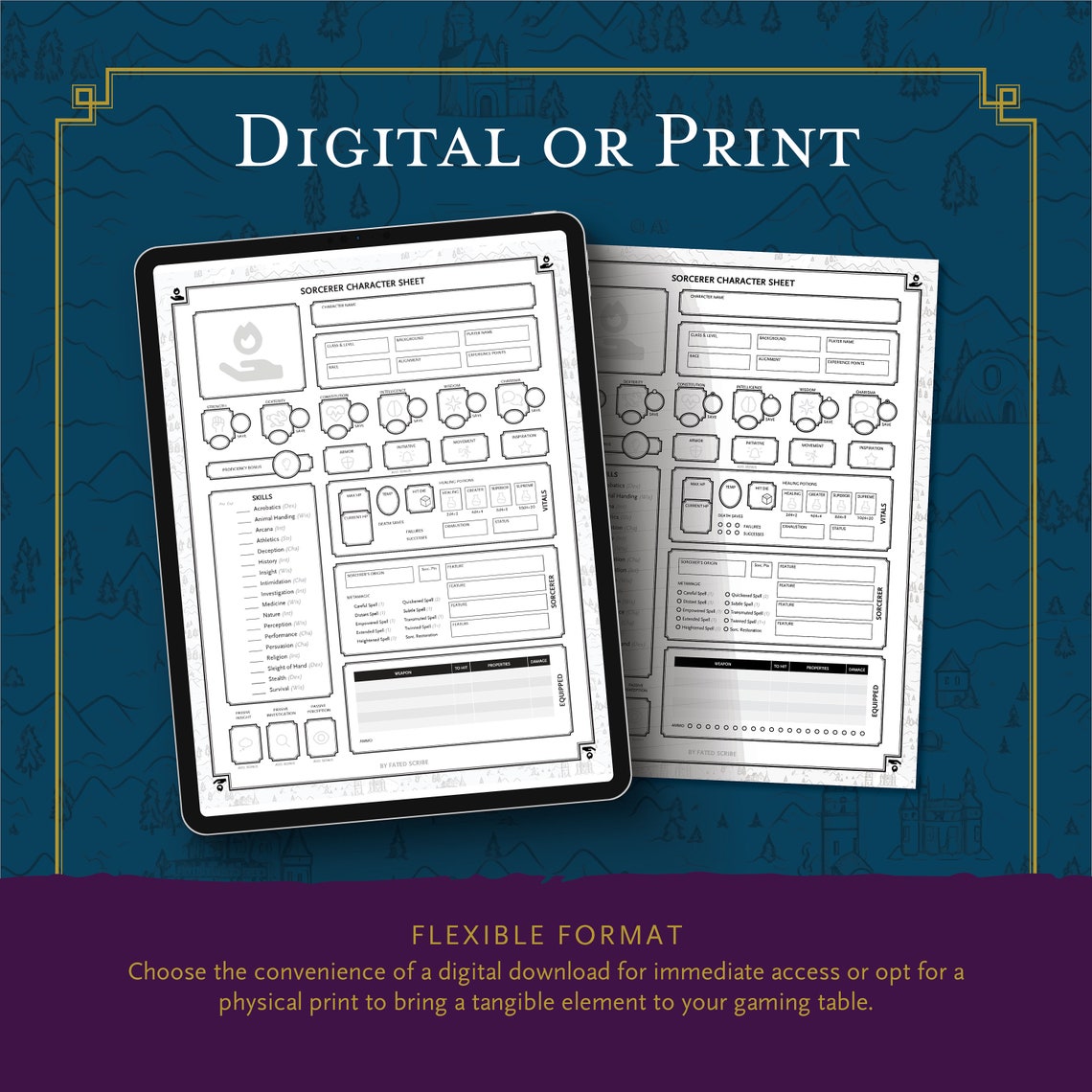 Sorcerer D&D Character Sheet DND 5E Character and Notes Sheets Digital ...