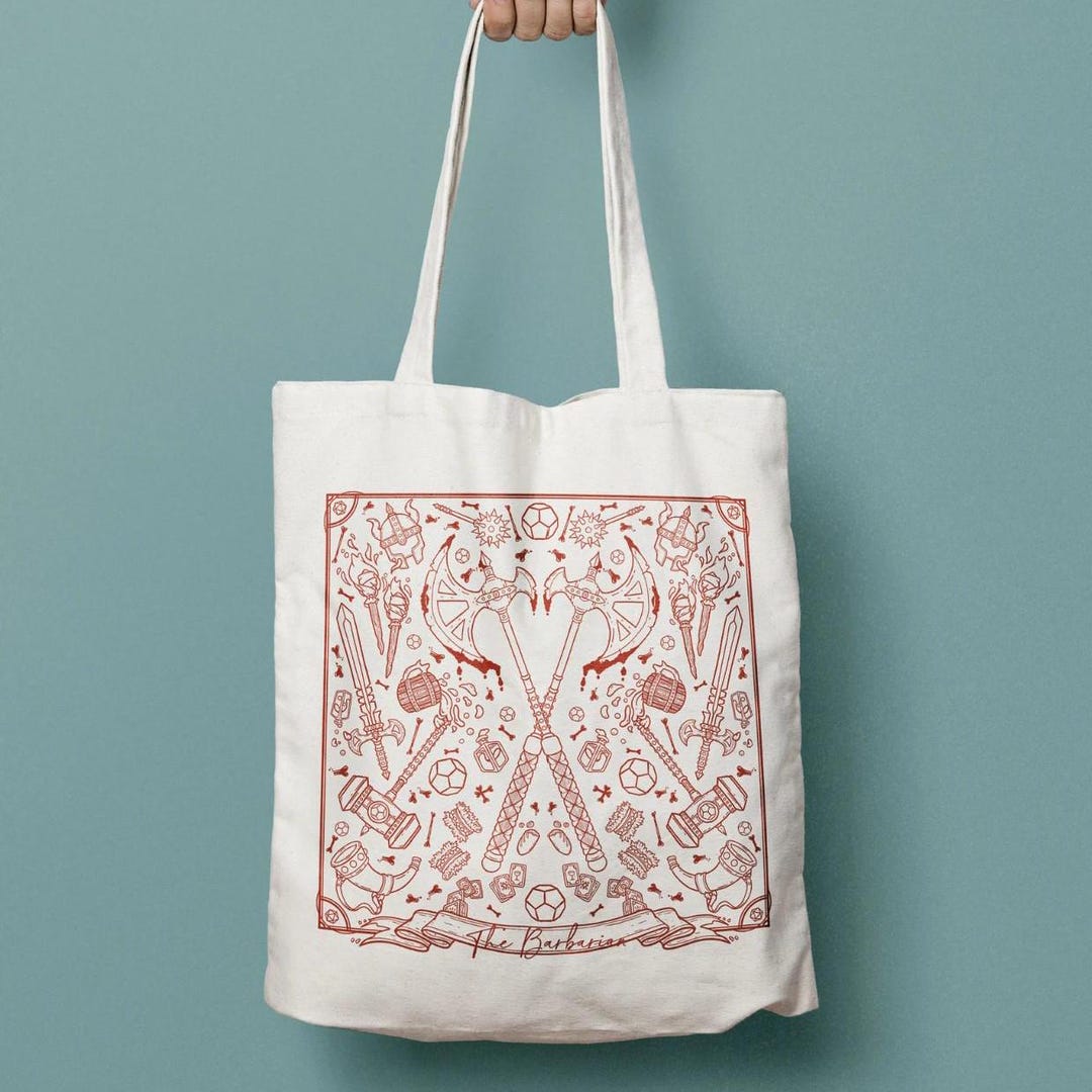 Barbarian D&D Class Tote Bag, Dungeons and Dragons, Critical Role ...