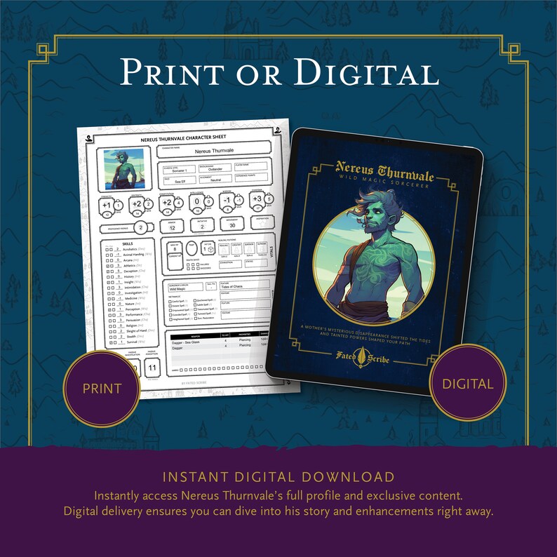 Wild Magic Sorcerer D&D Character - Nereus Thurnvale With Prewritten ...