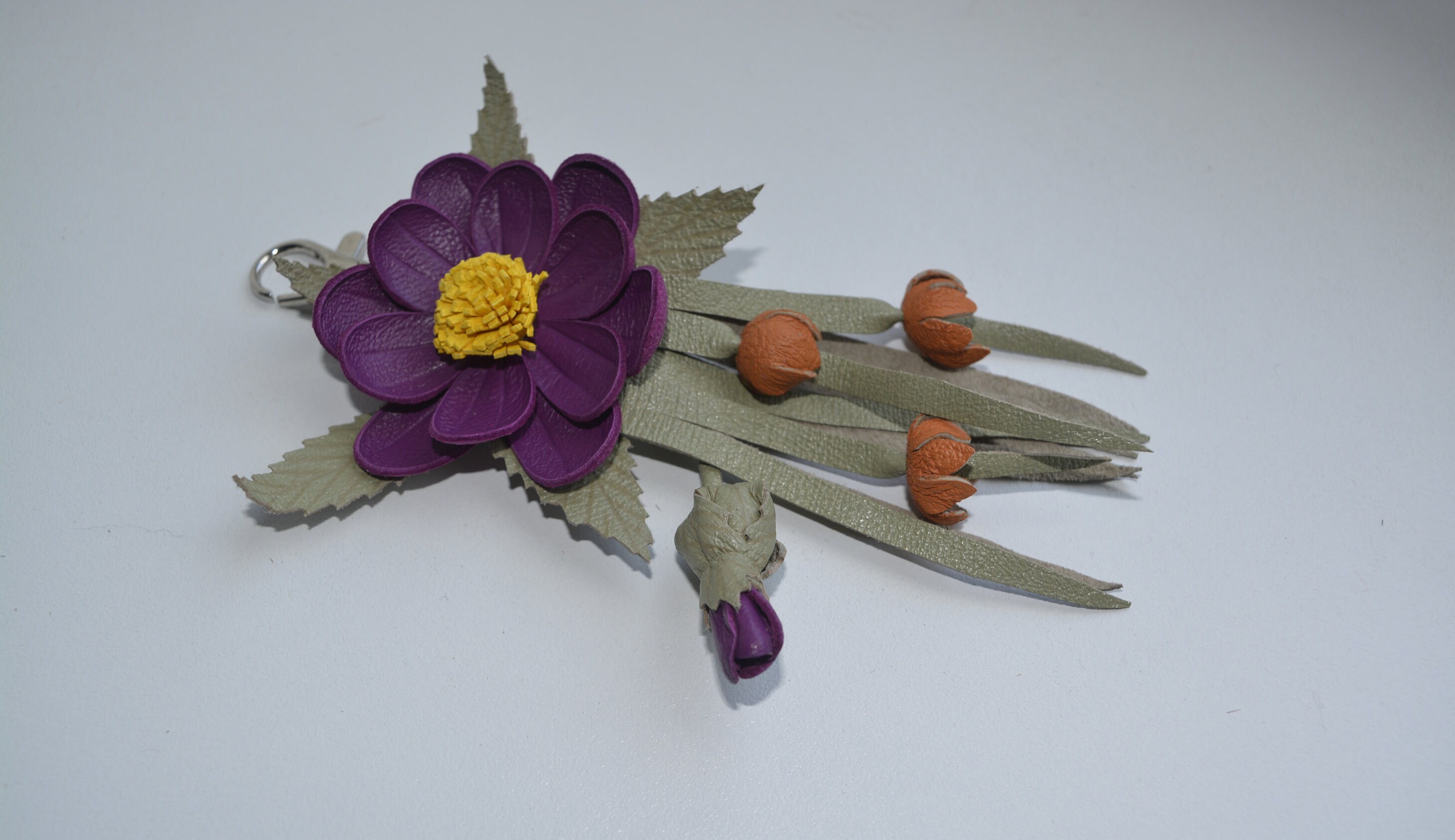Lilac Leather Flower Keychain orangelilac Field Flowerpurse - Etsy