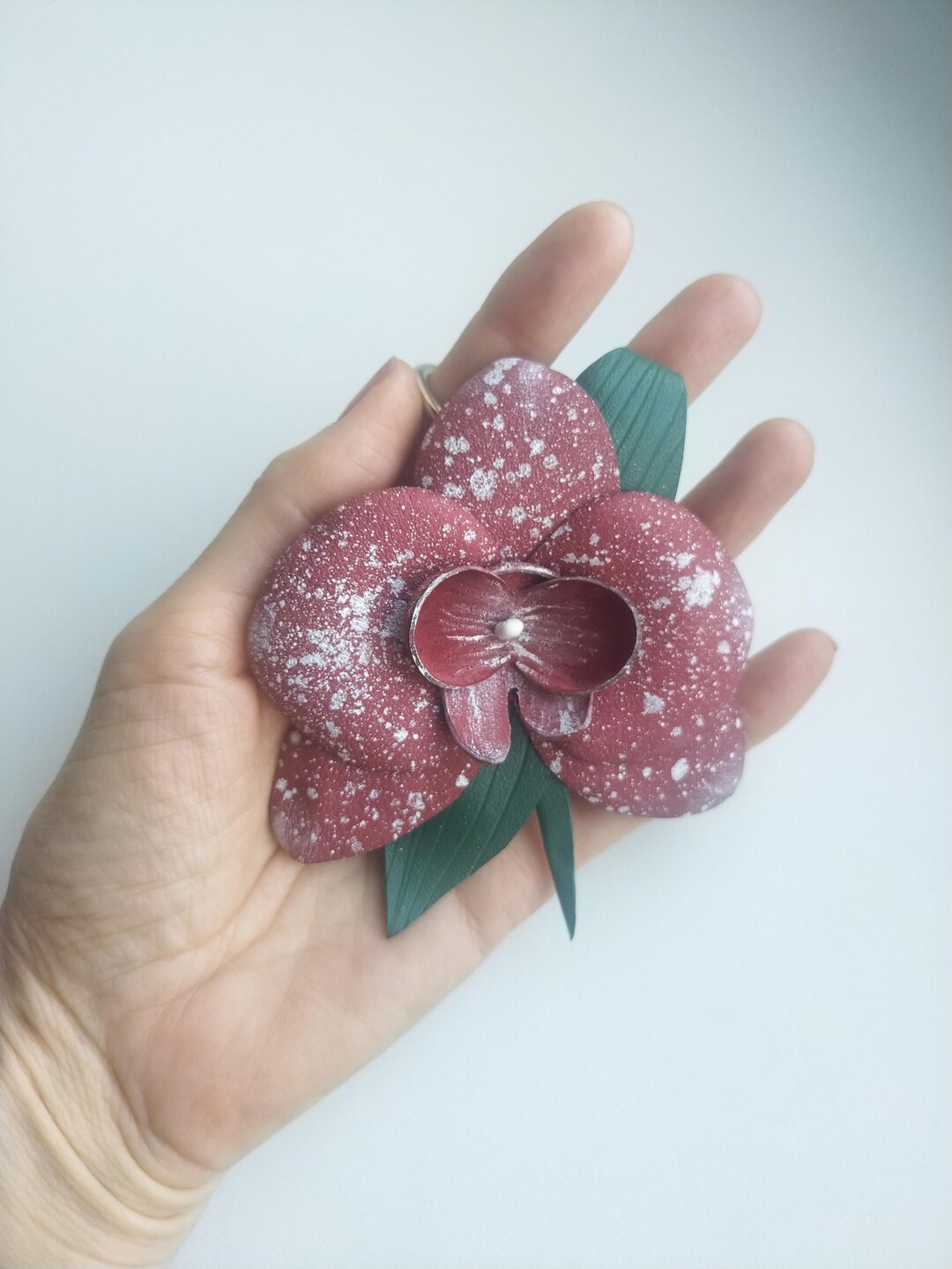 Phalaenopsis Orchid Bag Charm,wild Flower,genuine Leather Flower Purse ...