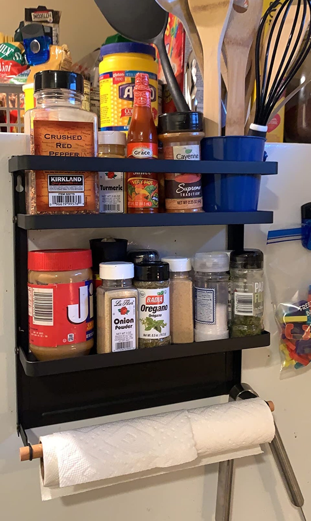 Black Magnetic Spice Rack and Paper Towel Holder Combo - Etsy